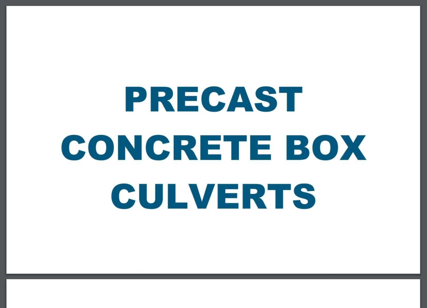 Box Culvert Presentation - Scituate Concrete Products